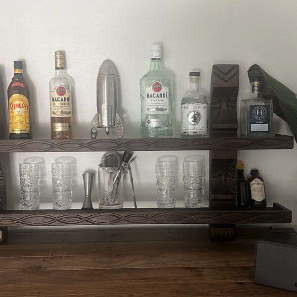 Pair of Handmade Carved Wood Mug Witco Style Tiki Shelves - Etsy