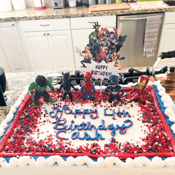 Comic Book Superheroes Edible Cake Wrap or Superhero Birthday Cake ...