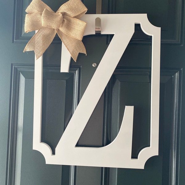 Wood Monogram Door Hanger Block Letter Rectangular Frame - Etsy
