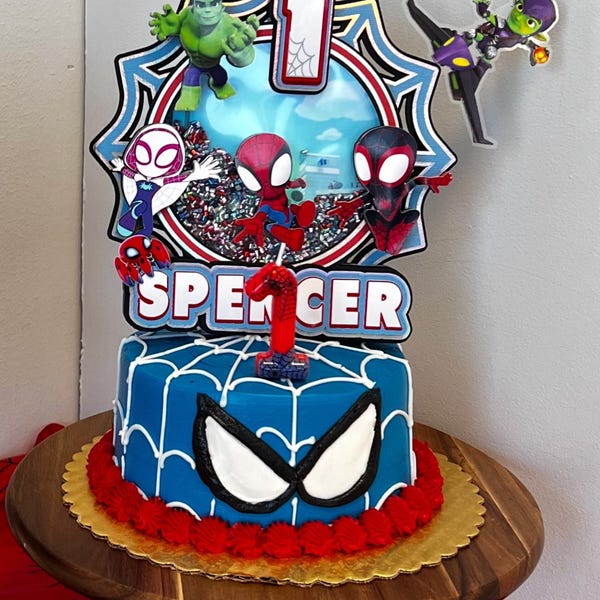 Spidey and His Amazing Friends Cake Topper with Confetti and Light ...