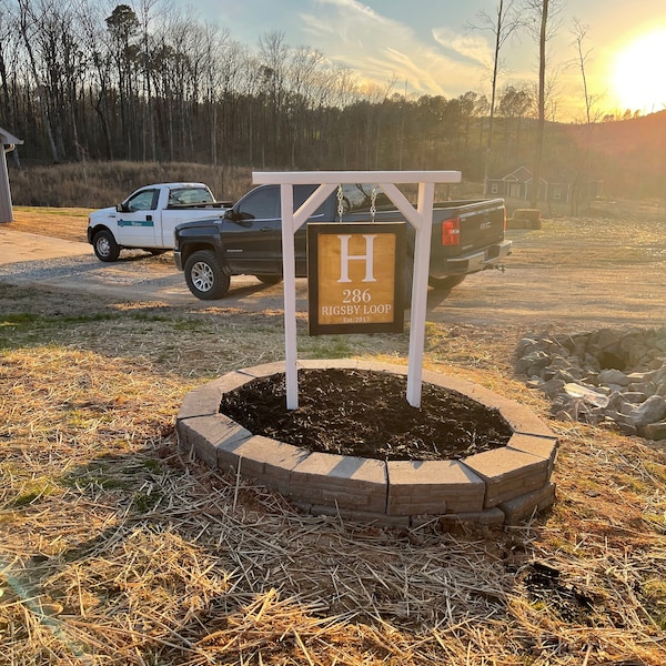 House Numbers, Hanging Yard Sign, Handmade Sign, Personalized Address ...