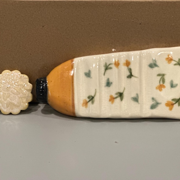 Handmade Ceramic Brush Rest: Artist Paint Tube With Tiny Flowers - Etsy