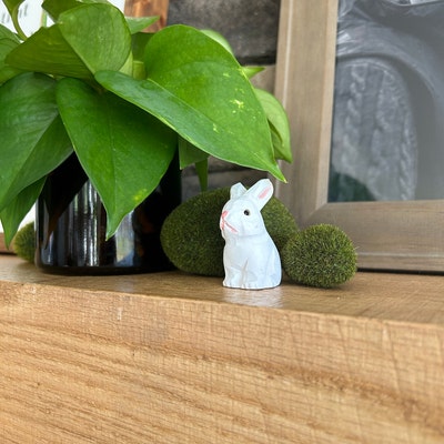 Rabbit, Bunny, Hare Miniature Wooden Figurine Statue Carving Handmade ...