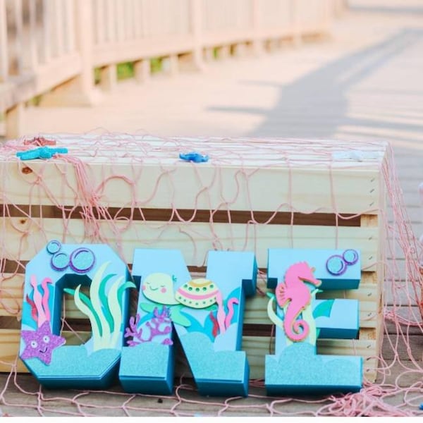 ONE Under the Sea,1st Birthday Party, 3D Letters ONE or TWO, Decoration ...