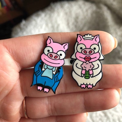 Simpsons Wedding Cuff Links Pig Bride and Groom Enamel Lisa's Wedding ...