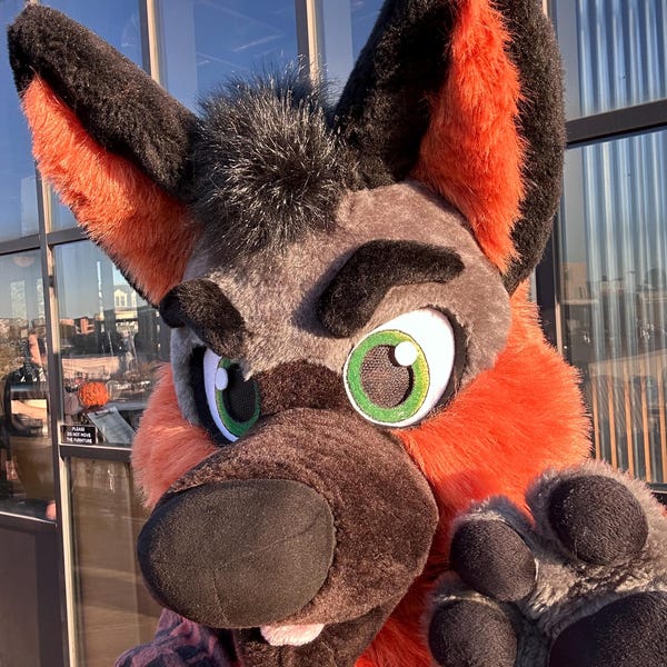 Wolf Fursuit Head and Hand Paws XL Size Made to Order, Grey Teal ...