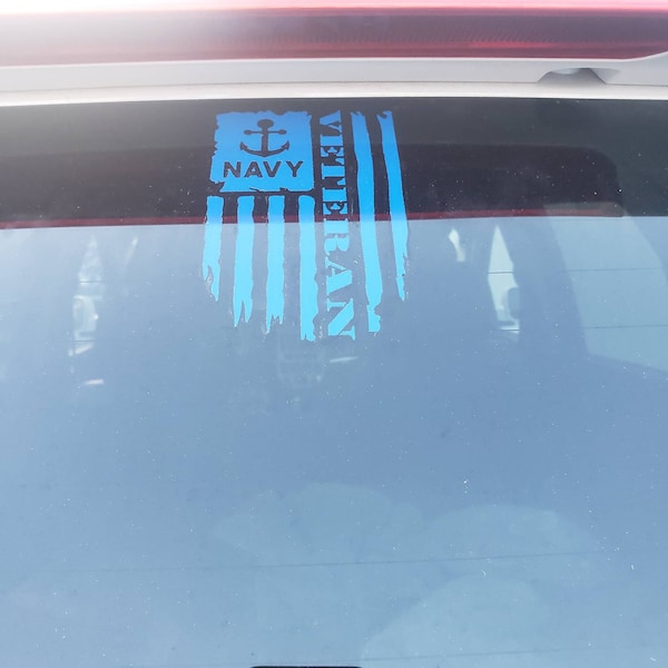 NAVY Veteran American Flag Decal, US Flag Vinyl Decal, Waterproof Vinyl ...