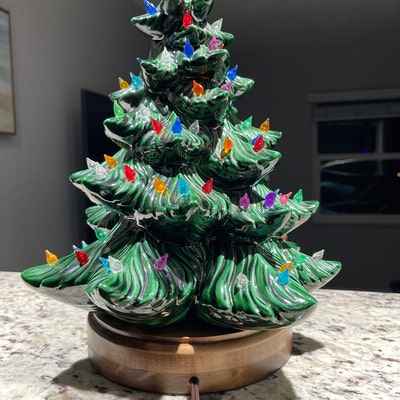 Wood Ceramic Christmas Tree Base With Light - Etsy