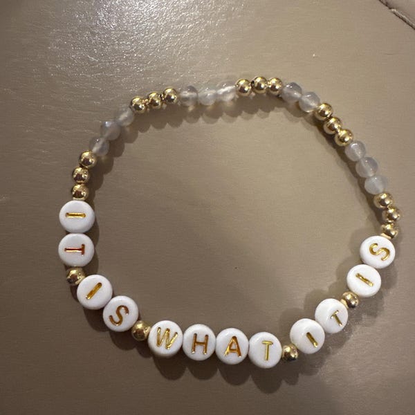 Custom Beaded Name Bracelet, Personalized Word Bracelet Stack, Kids ...