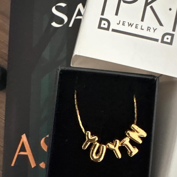 Personalized Tiny Balloon Initial Name Necklace, Mini Name Necklace, Minimalist Necklace ...