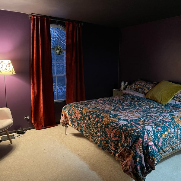 Luxury Cotton Velvet Curtain Rust Color Velvet Curtain Bohemian Window ...