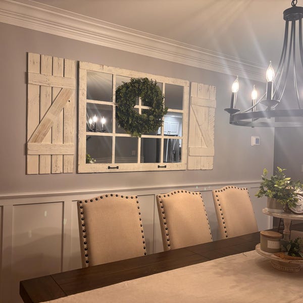 8 Pane Farmhouse Wall Decor Window Mirror - Rustic Window Mirror ...