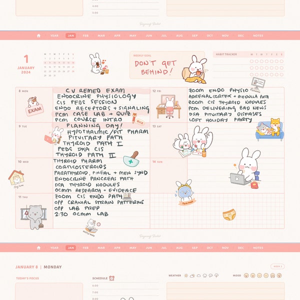 Cute Korean Hanbok Character Digital Planner Stickers, Korean ...