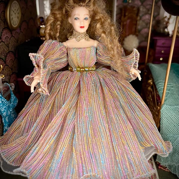 Miniature Dress Dollhouse 1:12 Scale. Beatiful Handmade Gown Mini Doll ...