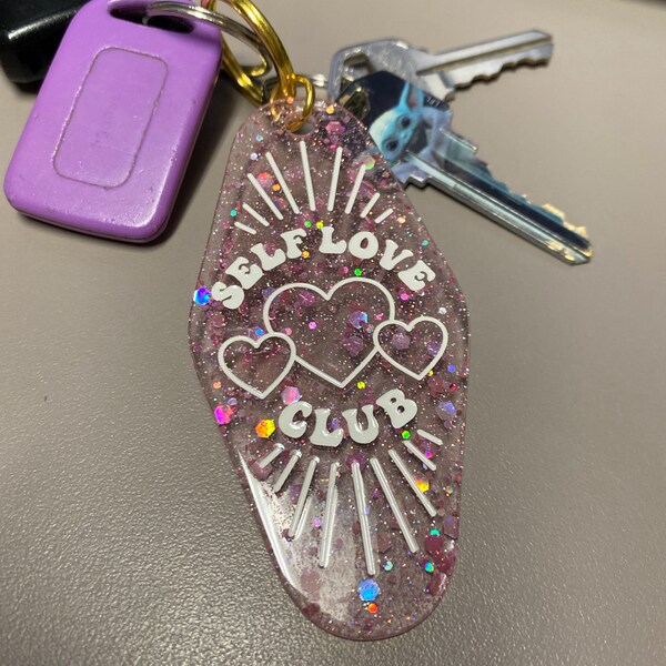 Cute Motel Keychain Positive Quotes - Glitter, Opal + Positive ...