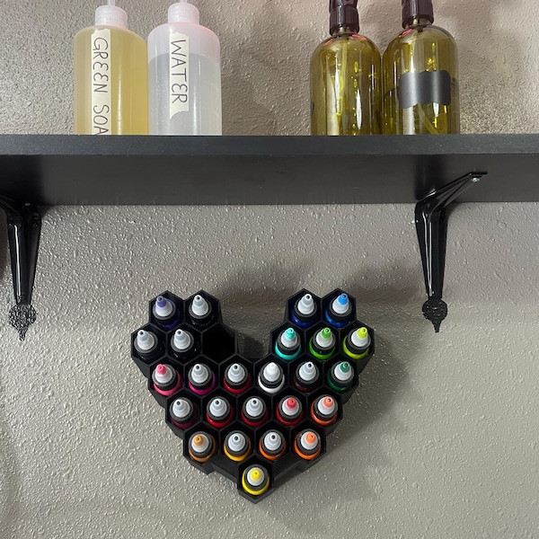 11 Bottle Tattoo Ink Holder Rack With Shelf (metallic Red/blk) - Etsy