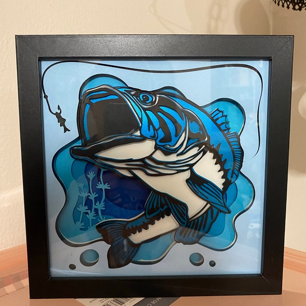 3d Fishing Svg - Shadow Box Svg, Fish Svg - Etsy