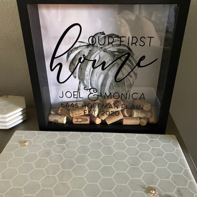 Personalized Shadow Box, Cork Box, Housewarming Gift, New Home Gift ...