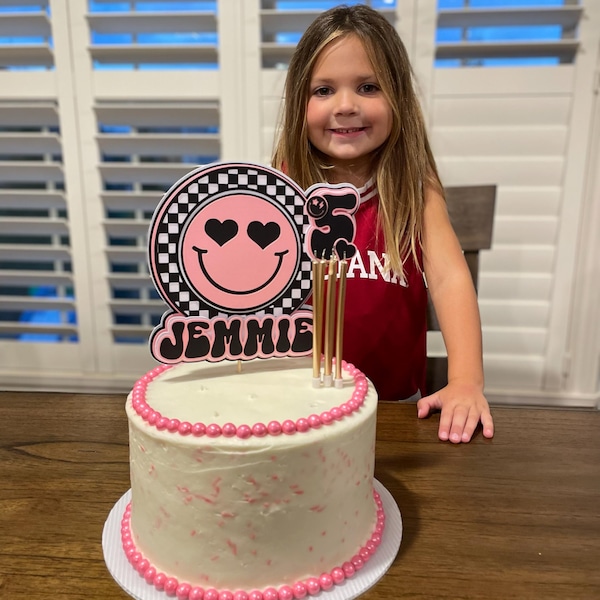 Smiley Cake Topper | Checkered Cake Decorations | Rad Cake Toppers ...