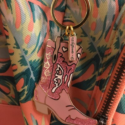 Pink Cowgirl Boot Keychain Space Cowgirl Disco Cowgirl Bachelorette ...