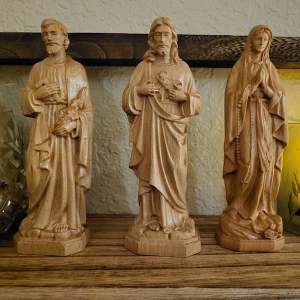 St Joseph the Worker Statue Wood Carving Handmade Home Decor Christian ...