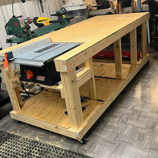 Plans for Rolling Workbench With Table Saw Cutout (PDF) - Etsy