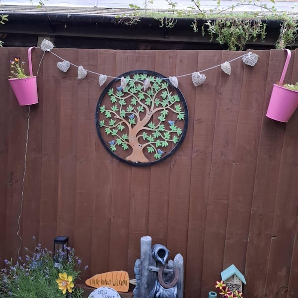 Rustic Circular Tree of Life Garden Wall Art, Rustic Outdoor Wall Art ...