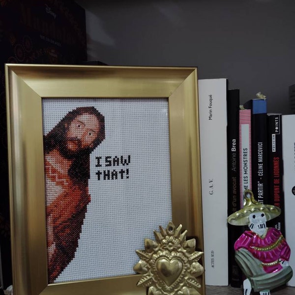 Peeking Jesus Cross Stitch Pattern Digital Snarky Funny Christ Xstitc ...
