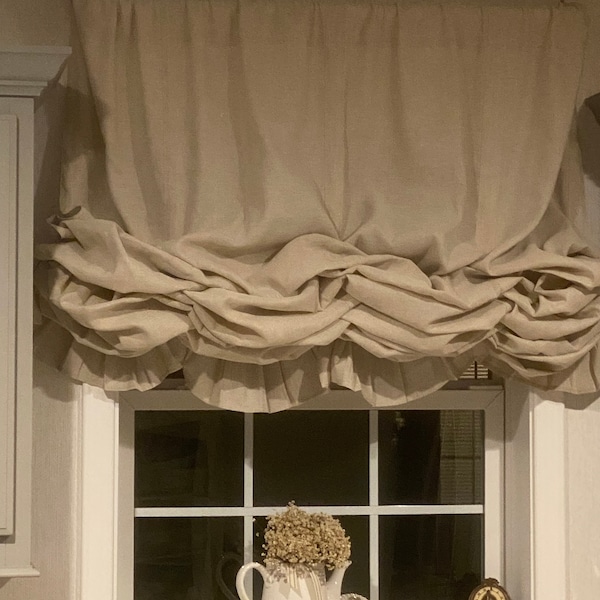 Balloon Curtain Valance Ruffle Kitchen Curtain Panels Valance Shabby ...