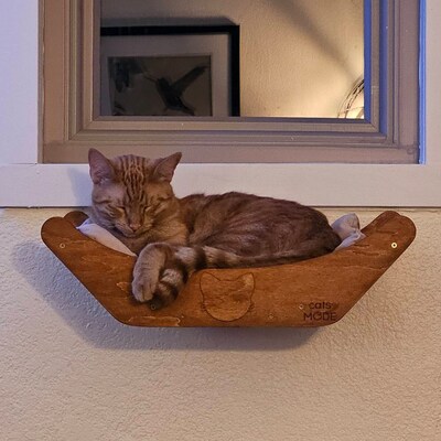 Cat Wall Mount Furniture, Cat Wall Bed, Wooden Cat Hexagon Shelves ...