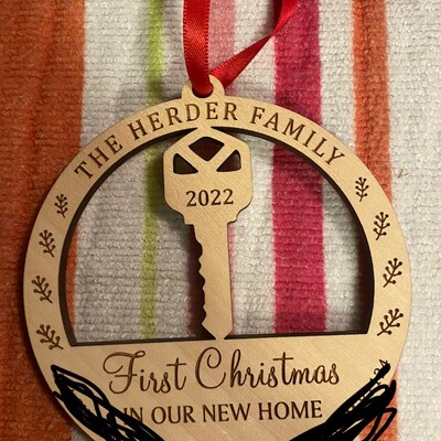 New Home Ornament, Personalized Christmas First Home Ornament, Home Key ...