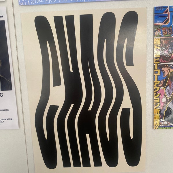 CHAOS Monochrome Poster, Quirky Poster Print, Wall Art, Cool Girl Art ...