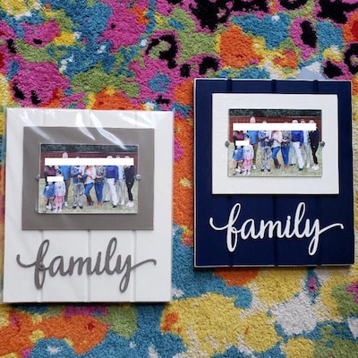 Navy Blue and Grey Table Top Picture Frame Holds One - Etsy