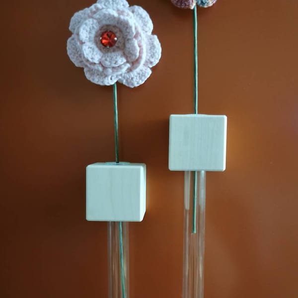 Wooden Key Holder With Vase for Flowers I Key Hooks Wall Decoration ...