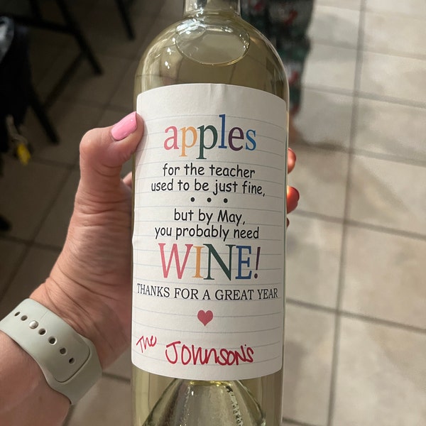 Teacher Wine Label / Teacher End of Year Gift / Teacher Appreciation ...