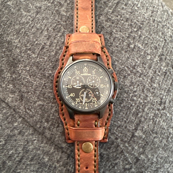 Leather Cuff Watch Strap, Handmade Watch Cuff Band, Apple Cuff Watch ...