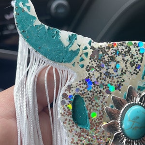 Bull Skull Freshie With Fringe and Stones - Etsy