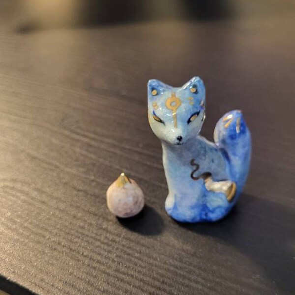 Raku Ceramic Praying Kitsune Fox Statue: Japanese Shinto Inari ...