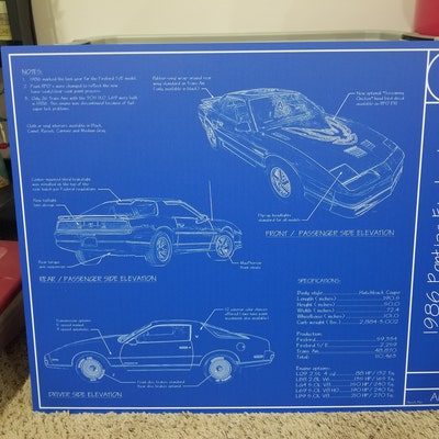 1967 Pontiac Firebird Blueprint Poster 18x24 digital Image File - Etsy