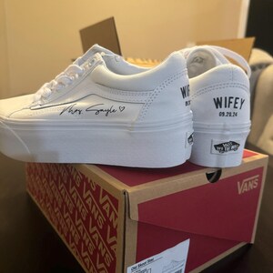 Custom Wedding Script Calligraphy LEATHER VANS / Canvas Wedding VANS ...