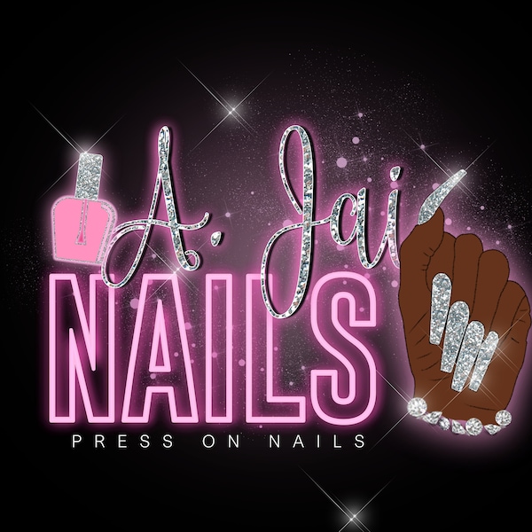 Nail Logo, DIY Logo Design Template, Nails Logo, Pink Neon Logo, Beauty ...