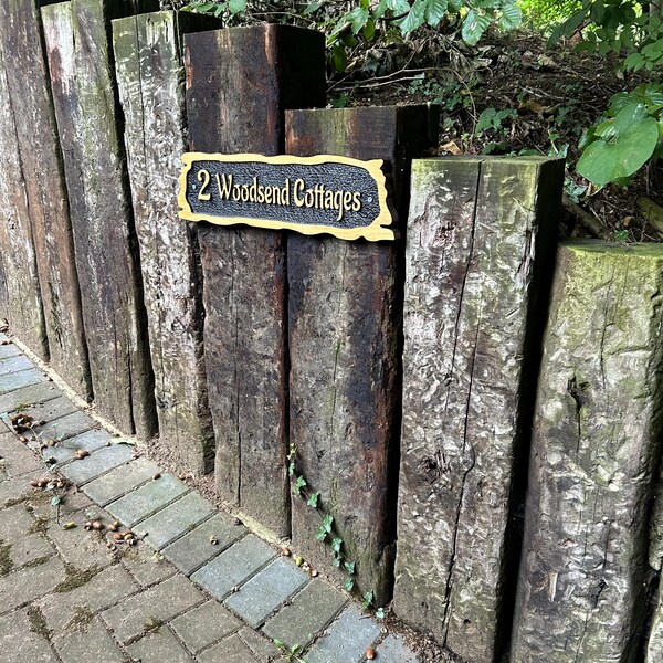 Personalised Oak House Number Name Sign Carved Engraved Outdoor Wooden ...