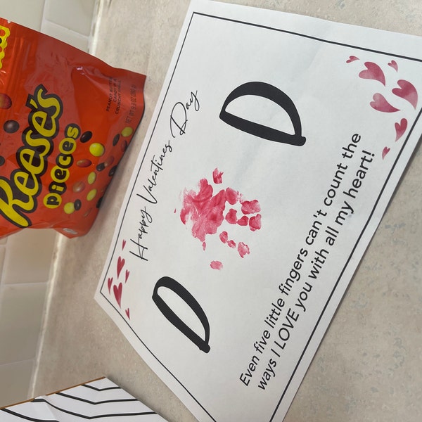 Printable Handprint Art, Valentines Gift for Dad, Valentine Handprint ...