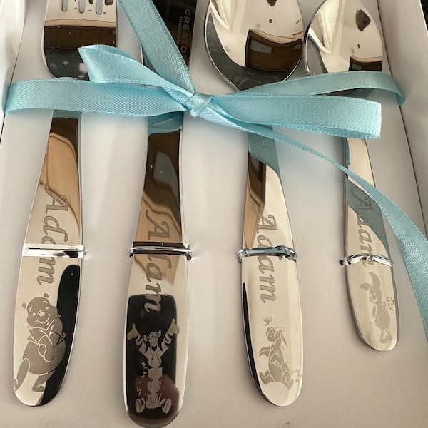 Gold Colored Kids Cutlery ~ Personalized Tableware Set for Children ...