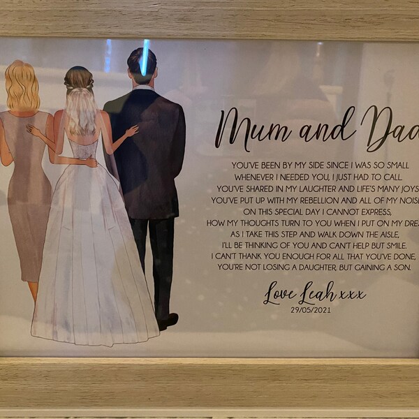 Parents of the Bride Print, Gift to Parents of the Bride, Wedding Poem ...
