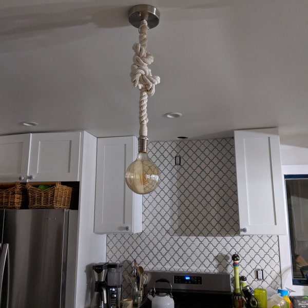 Rustic Rope Pendant Lights - Custom Handmade Lengths - Antique Edison ...