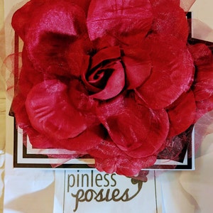 Magnetic Hold Flower Pin Flower Brooch Gold Silk Ribbon With Black Trim ...