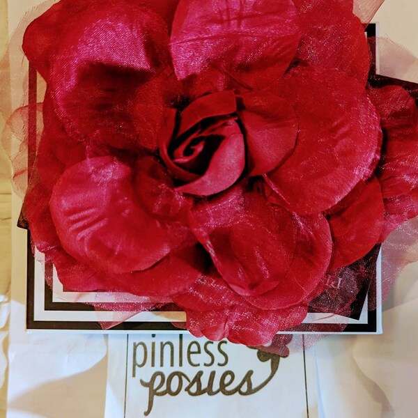 Magnetic Hold Feather Flower Pin,feather Flower Brooch 6-7 Large Black ...