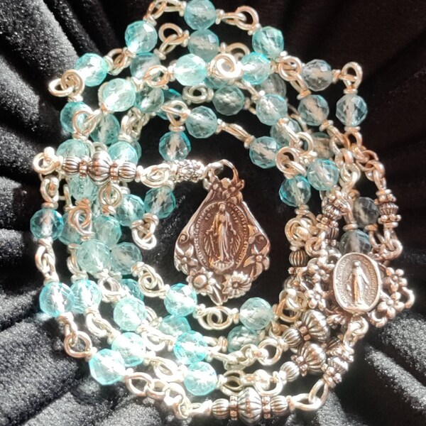 Three Hail Mary Chaplet First Communion Moonstone and Bronze Ceceagnes ...