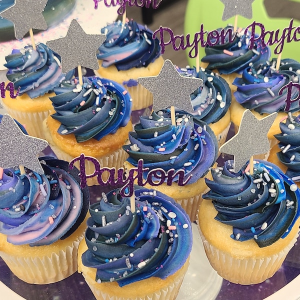 Star Cupcake Toppers, Glitter Star Food Picks, Twinkle Twinkle Little ...